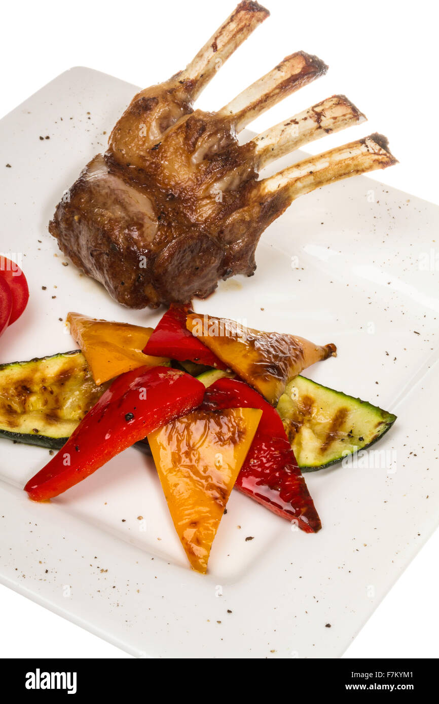 Gourmet Main Entree Course Grilled Lamb steak Stock Photo - Alamy