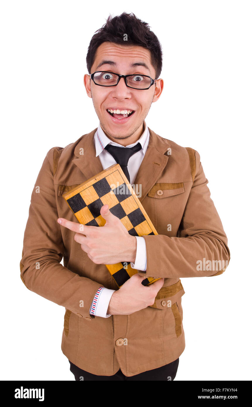 Funny chess player isolated on white Stock Photo - Alamy