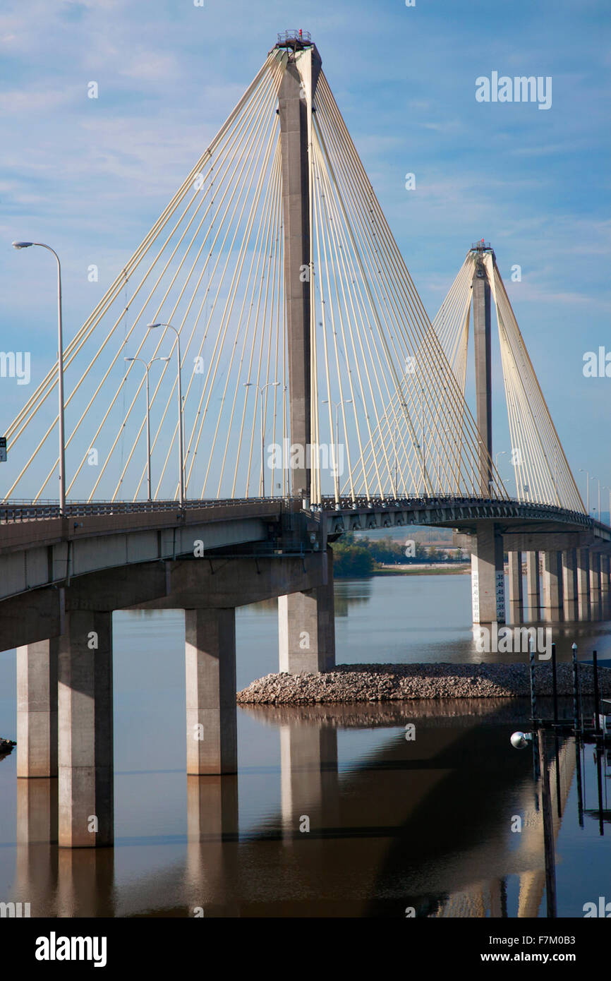 The Clark Bridge, also known as Cook Bridge, at Alton, Illinois, a ...
