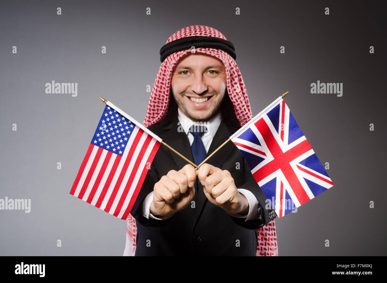 Arab man with united kingdom flag Stock Photo - Alamy