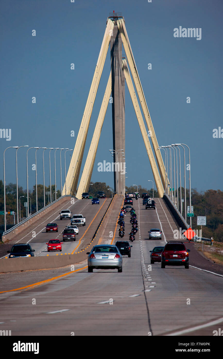 The Clark Bridge, also known as Cook Bridge, at Alton, Illinois, a ...