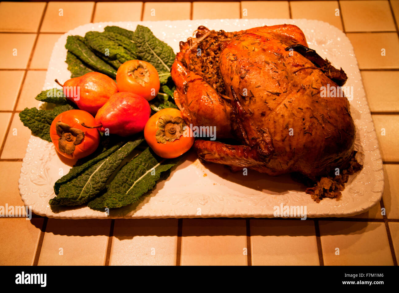 Turkey is seen on serving platter ready for Thanksgiving feast, 2011 ...