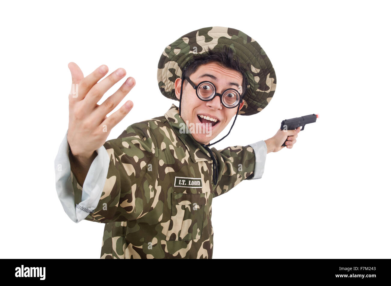 Funny soldier isolated on the white Stock Photo - Alamy