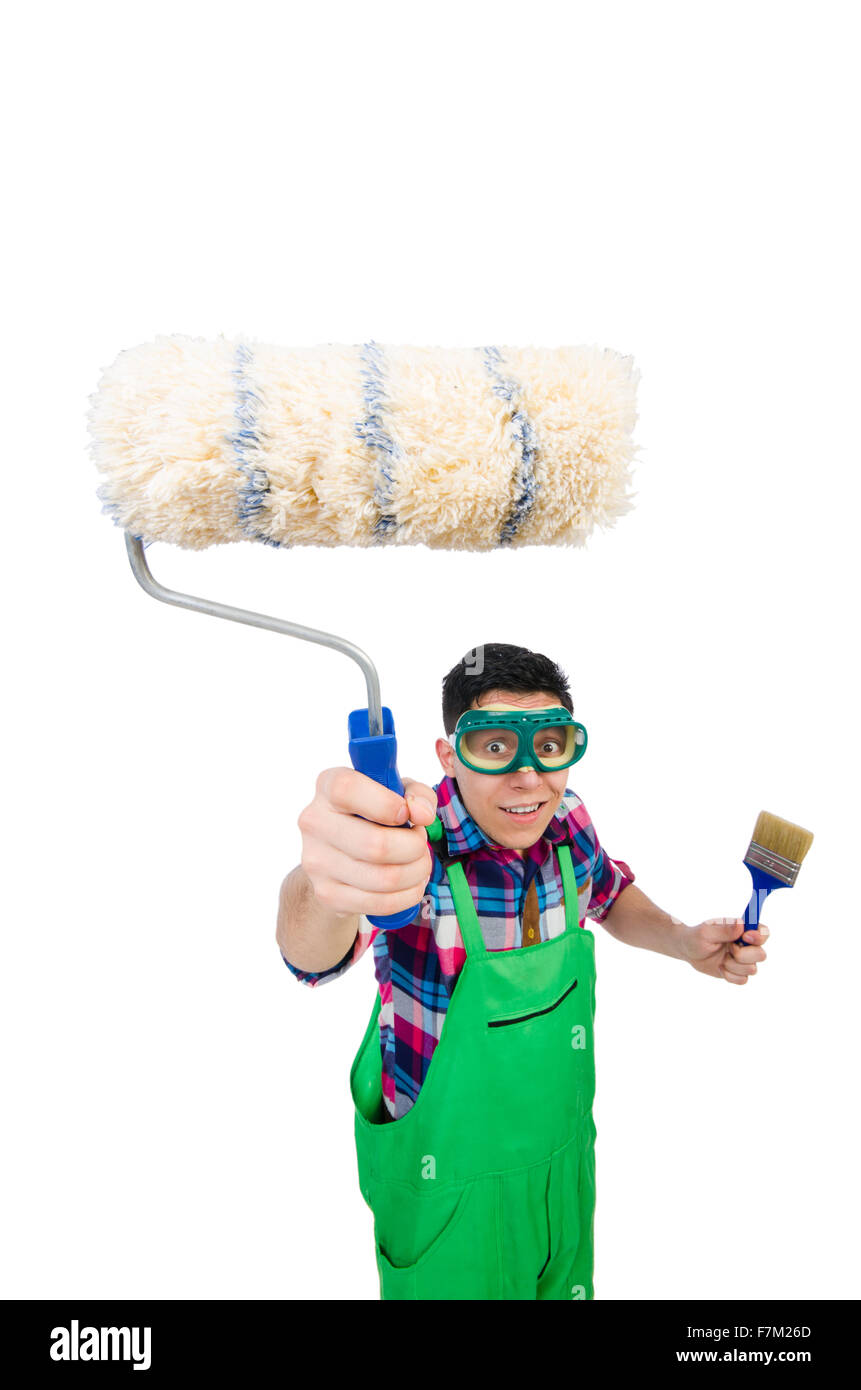 Funny painter isolated on white Stock Photo - Alamy
