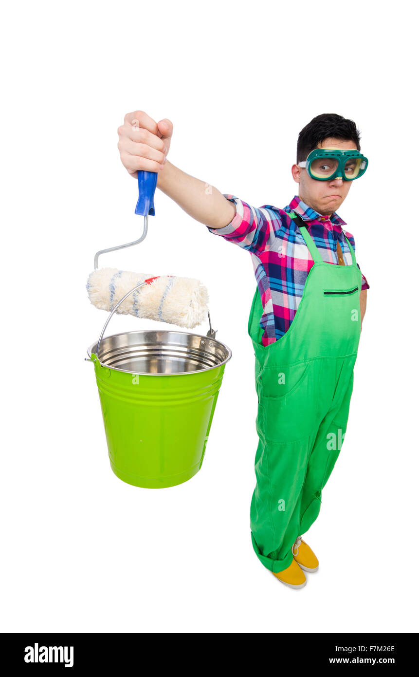 Funny painter isolated on white Stock Photo - Alamy
