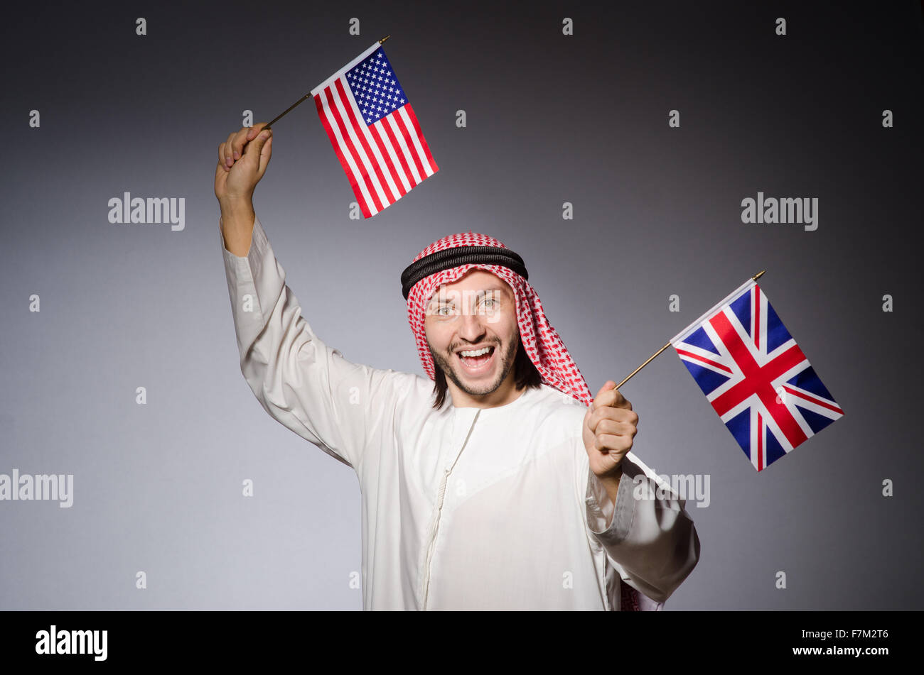 Arab man with united kingdom flag Stock Photo - Alamy