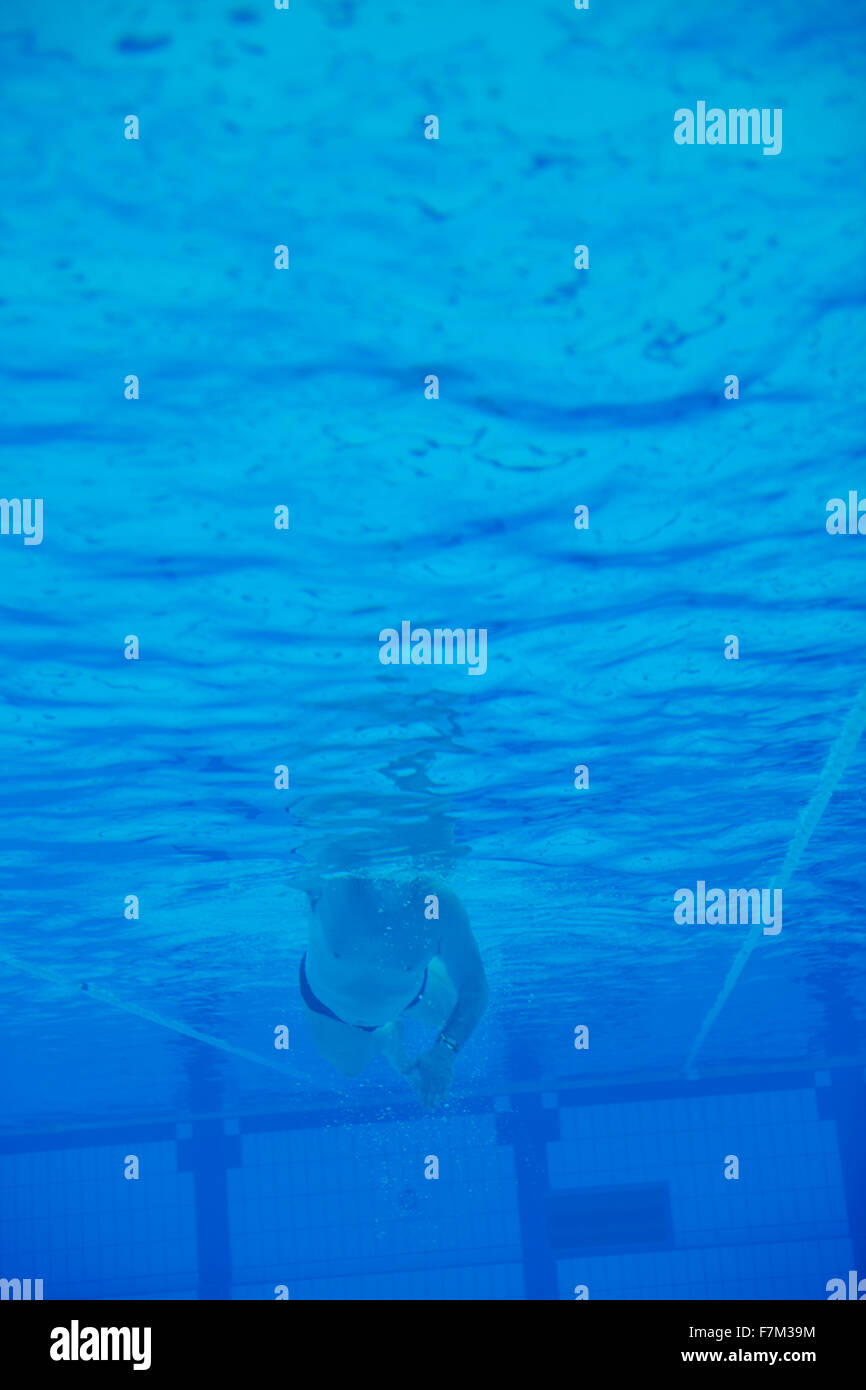 sport swimming pool underwater with blue color and swimmers Stock Photo ...