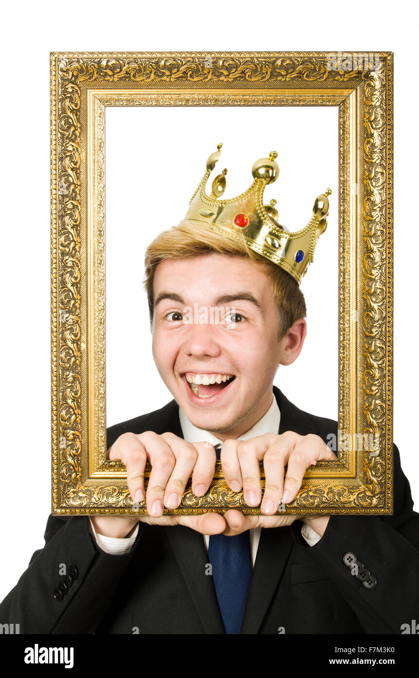 Man with picture frame isolated on the white Stock Photo - Alamy