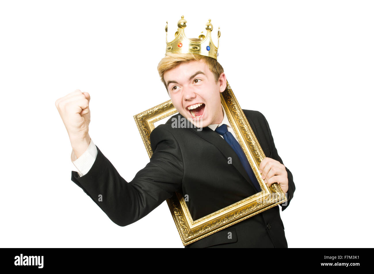 Man with picture frame isolated on the white Stock Photo - Alamy