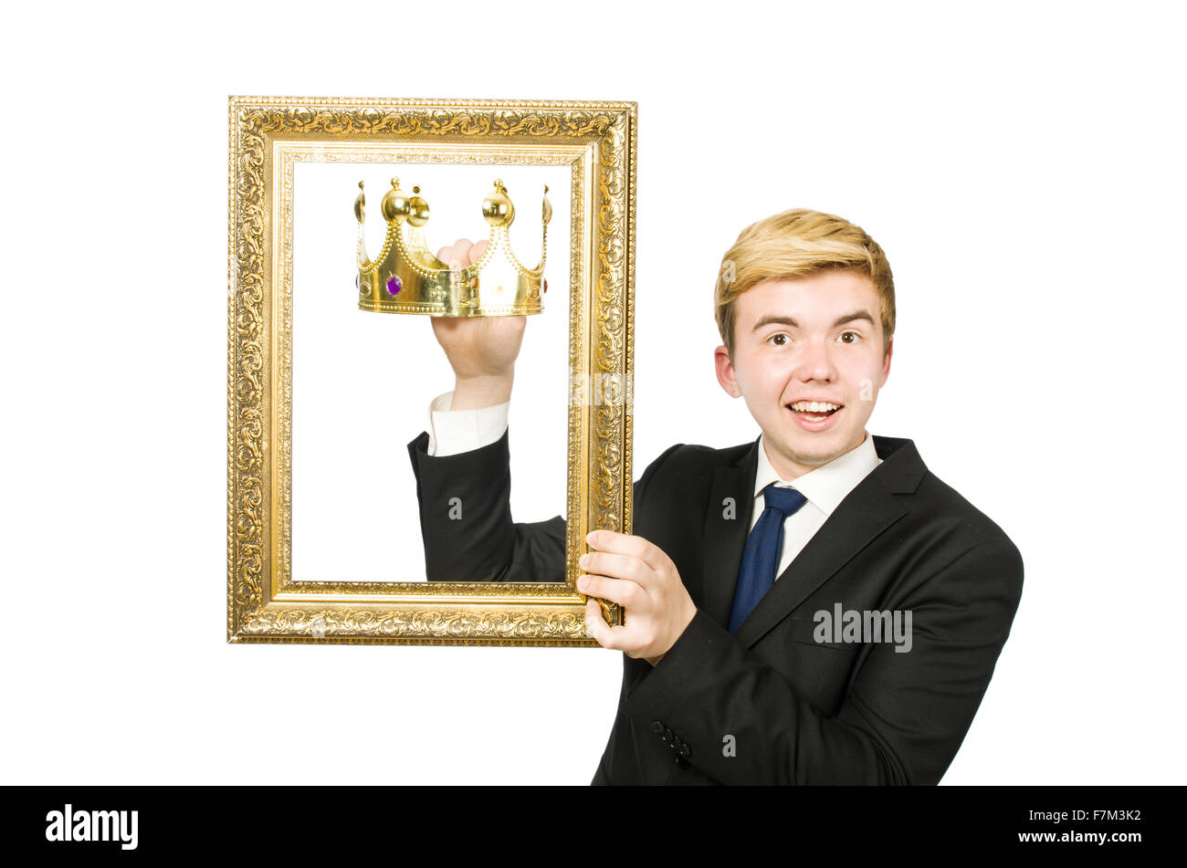Man with picture frame isolated on the white Stock Photo - Alamy
