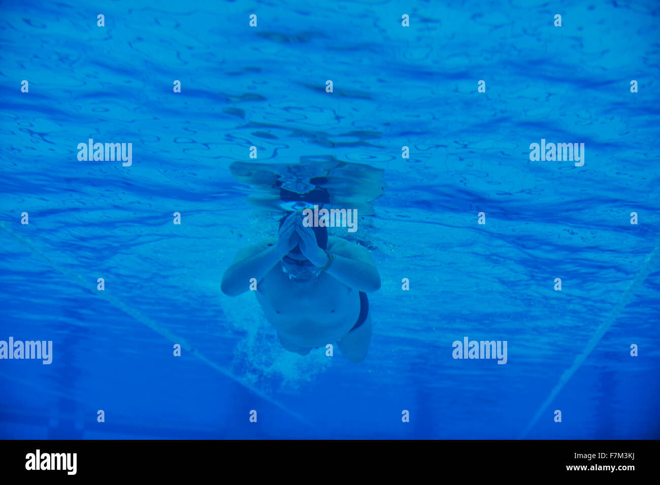 sport swimming pool underwater with blue color and swimmers Stock Photo ...
