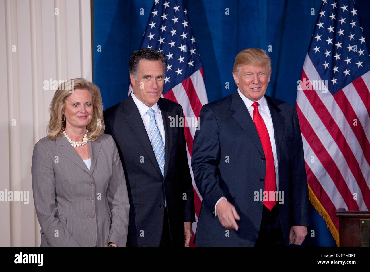 Mitt and Ann Romney and Donald Trump walk to podium where Trump will ...