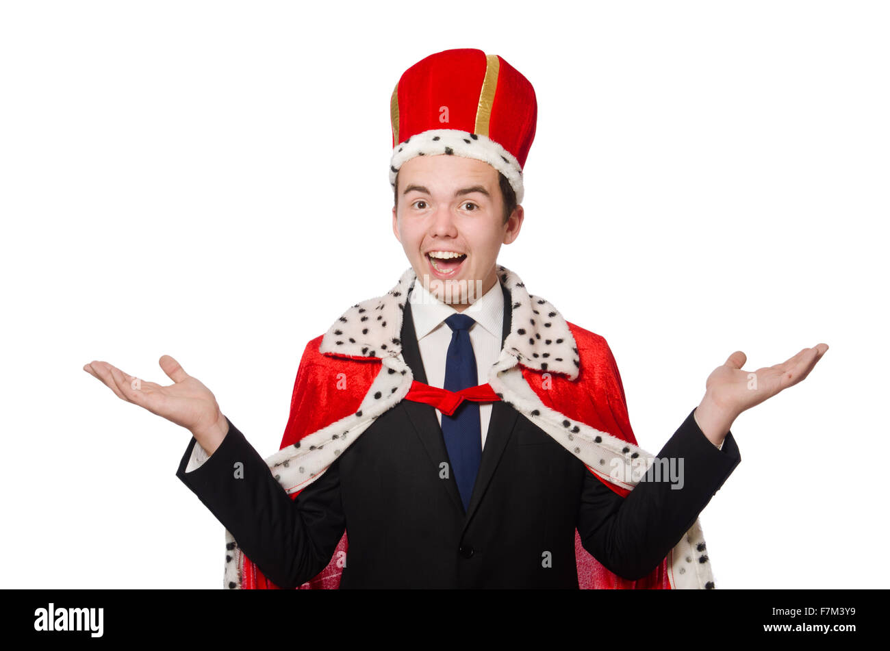 Businessman with crown isolated on white Stock Photo - Alamy