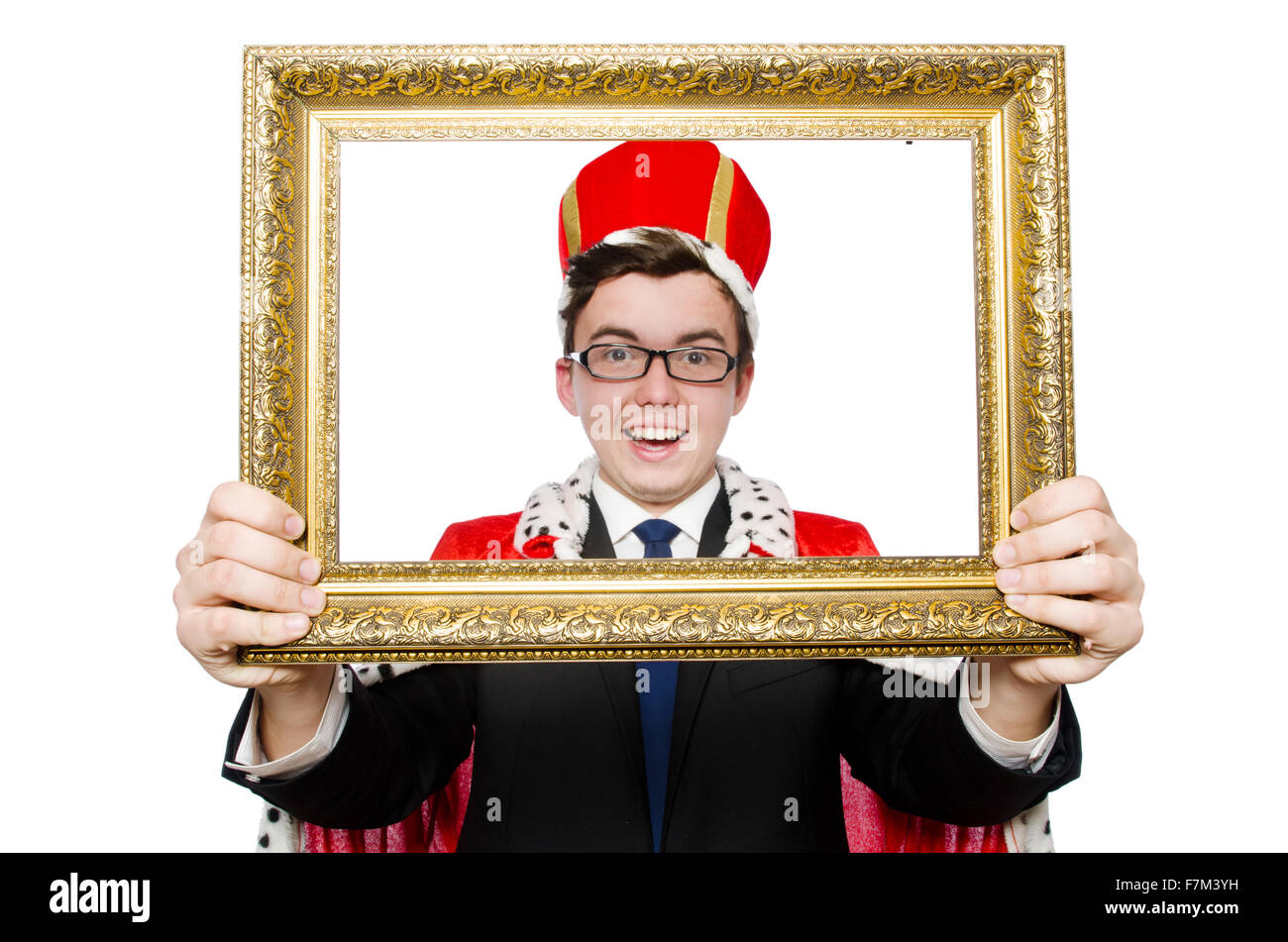 Man with picture frame isolated on the white Stock Photo - Alamy