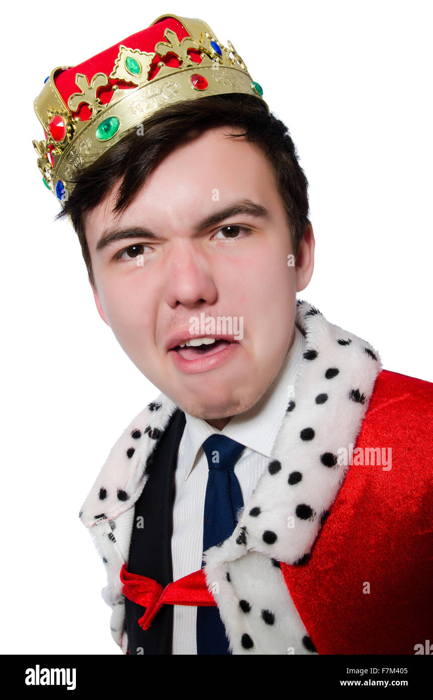 Businessman with crown isolated on white Stock Photo - Alamy