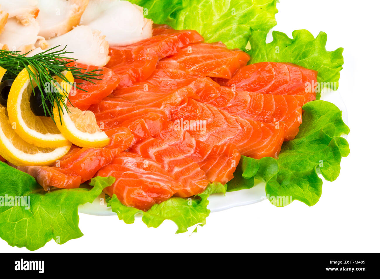 Sliced trout and sturgeon on the dish Stock Photo - Alamy
