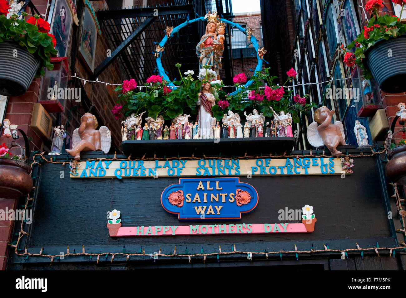 Catholic Shrine for Mothers Day, historic North End, Boston, MA Stock ...