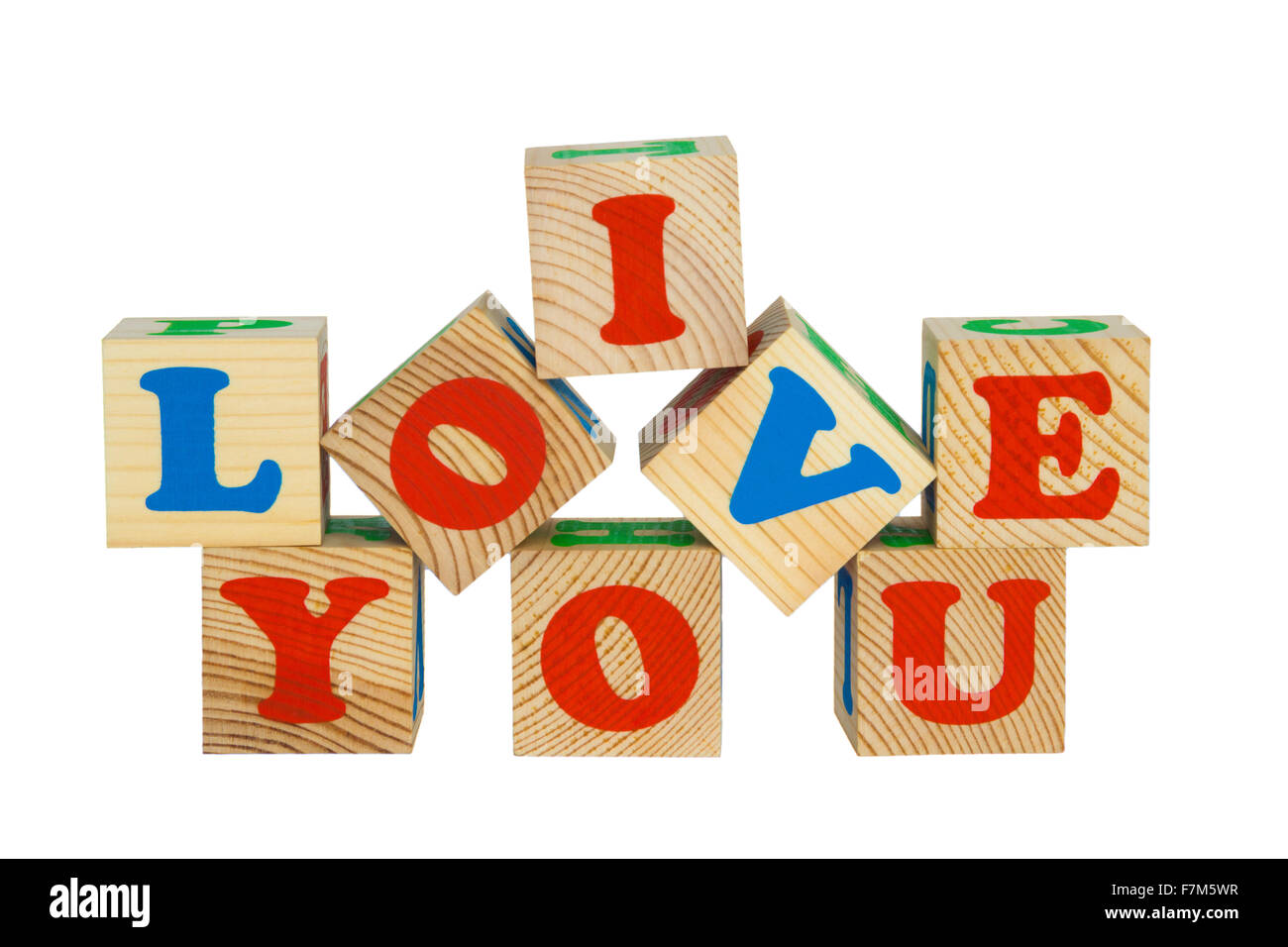 Wood cube with inscription I LOVE YOU Stock Photo - Alamy