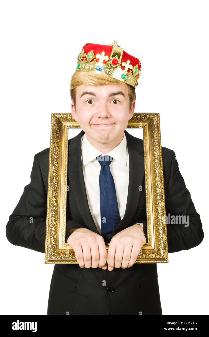 Man with picture frame isolated on the white Stock Photo - Alamy
