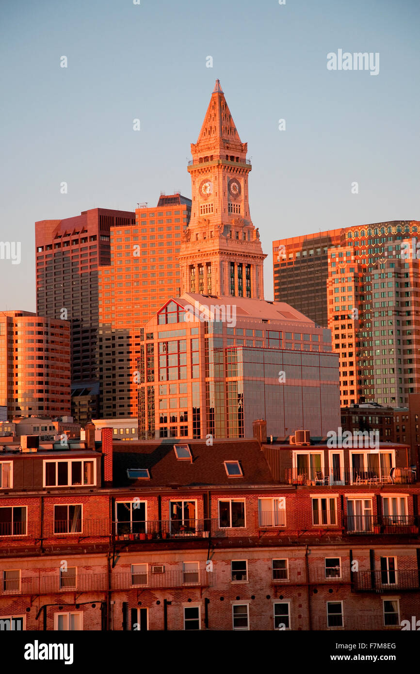 Commerce House Tower (built 1910) and Boston Skyline with condos below ...