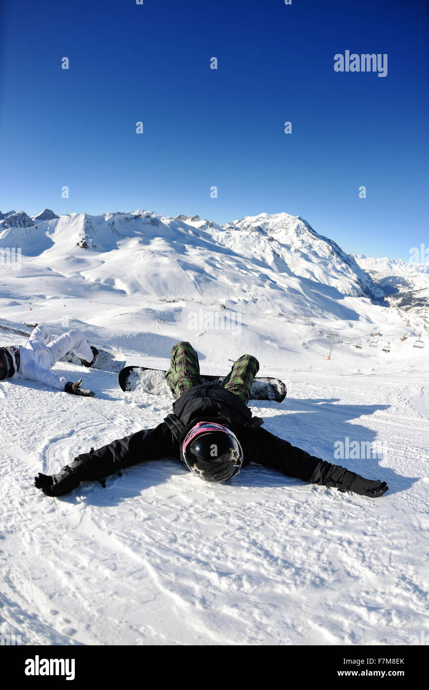 winter woman ski sport fun travel snow board Stock Photo - Alamy