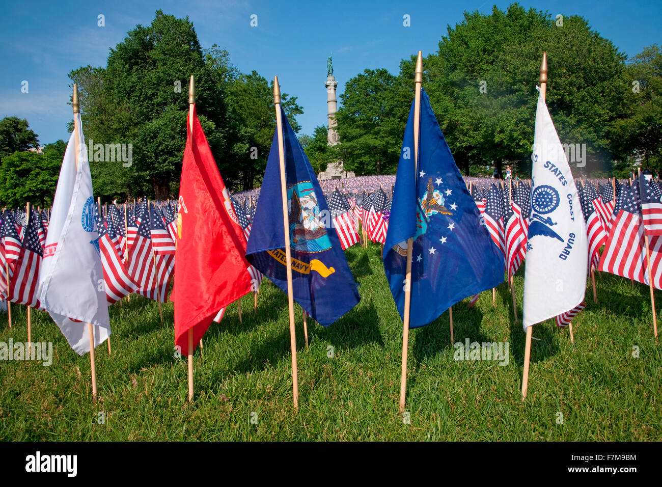 Armed Services Flags are in front of 20,000 American Flags are ...