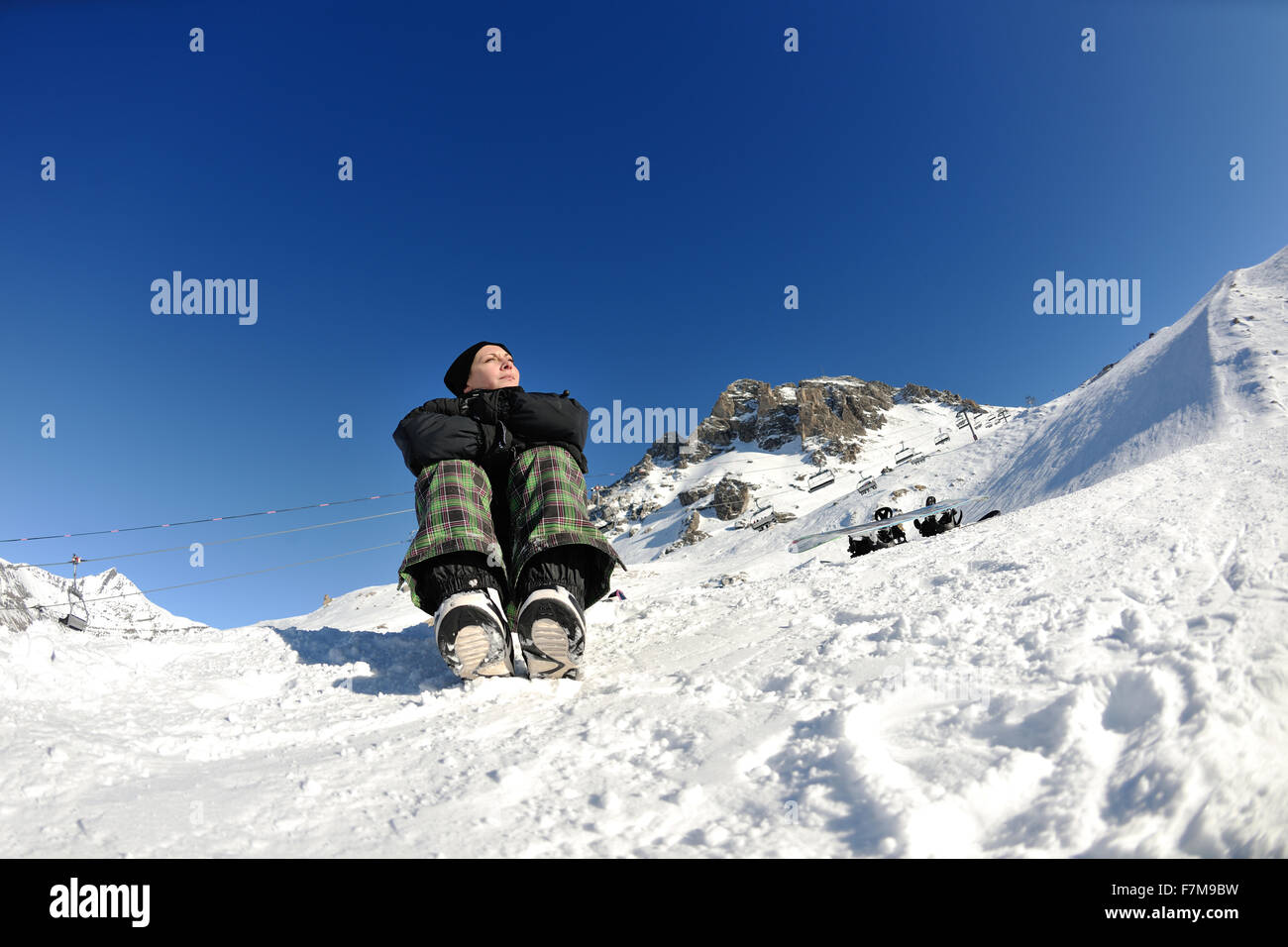 winter woman ski sport fun travel snow board Stock Photo - Alamy