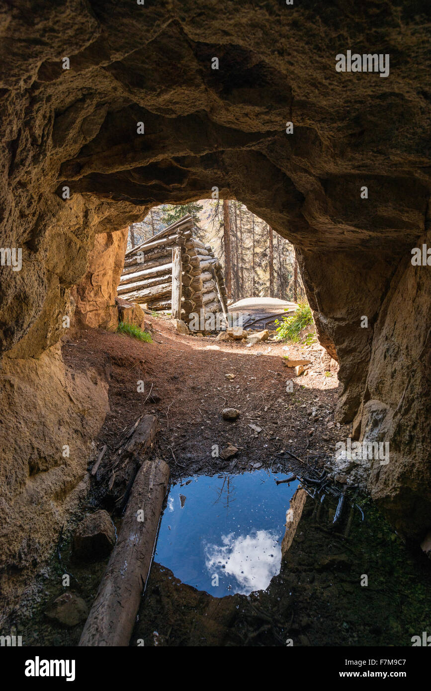 Abandoned mine shaft and cabin, Weminuche Wilderness, Colorado Stock ...
