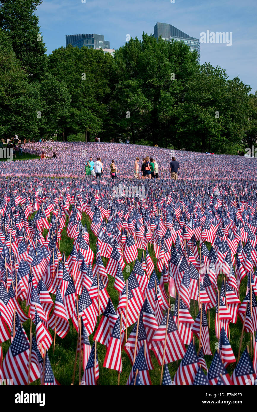 People walk through 20,000 American Flags that, are displayed for every ...