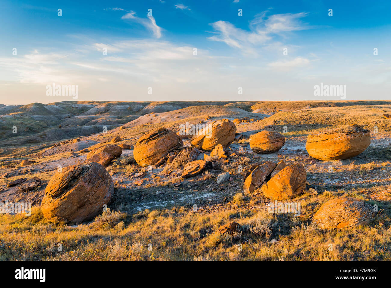 Large sandstone concretions, Red Rock Coulee Natural Area, Alberta ...