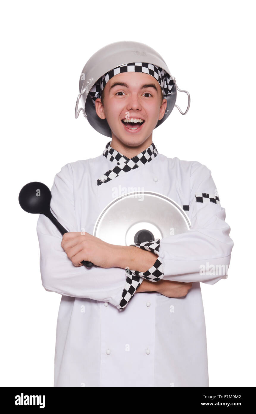 Funny male cook isolated on white Stock Photo - Alamy