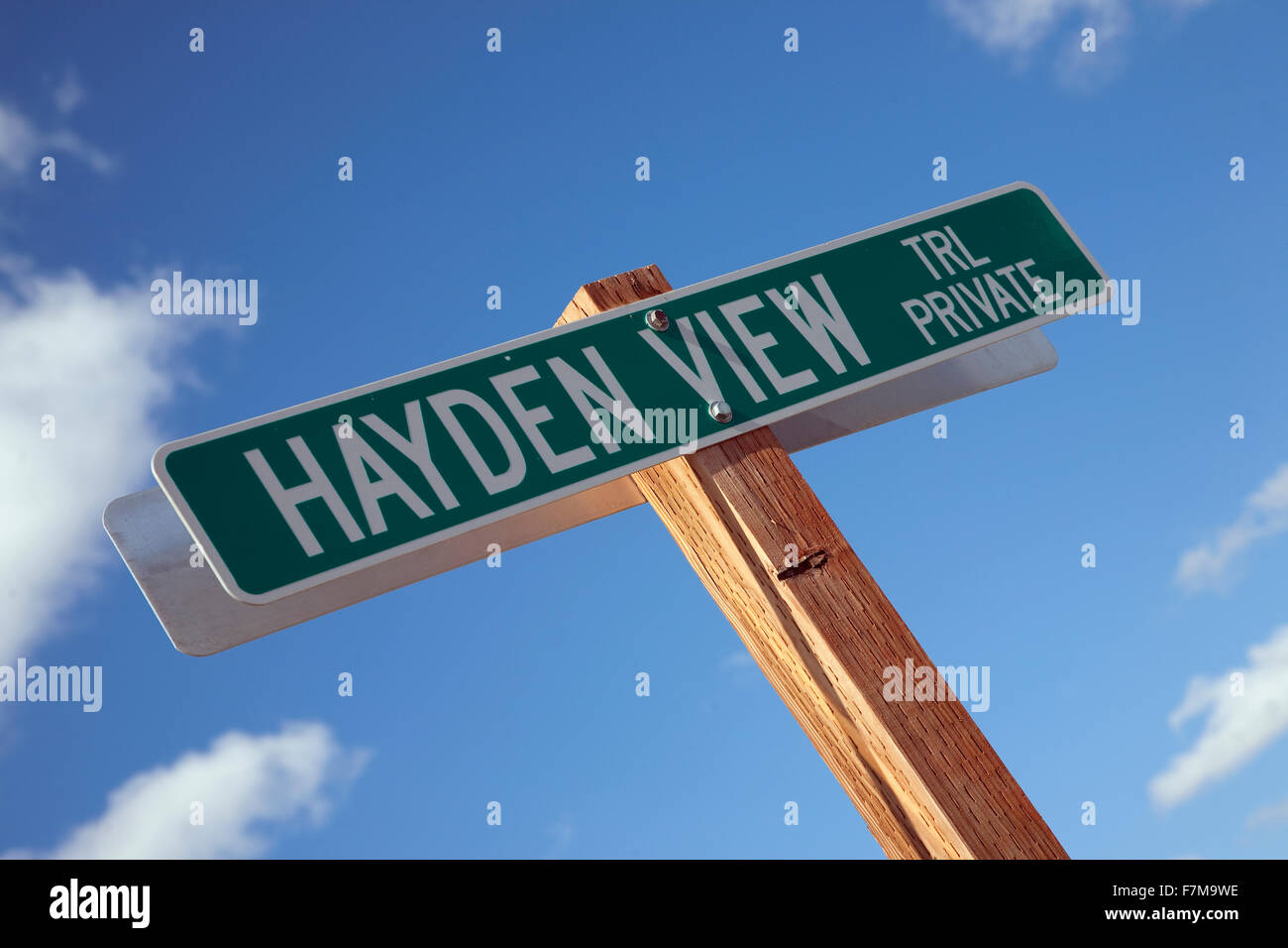 Hayden View road sign on Hastings Mesa, near Ridgeway Colorado Stock ...
