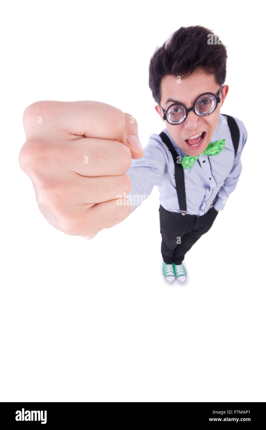 Funny guy isolated on the white background Stock Photo - Alamy