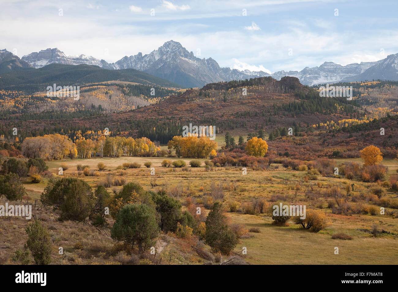 Valley view of San Juan Mountains looking toward Telluride Colorado ...