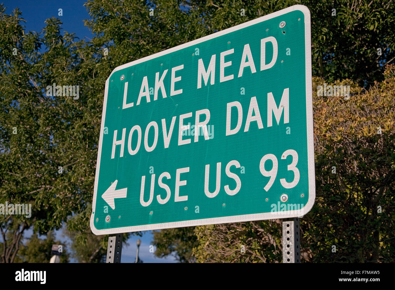 Boulder City, Lake Mead Hoover Dam US Route 93 Road Sign Stock Photo ...