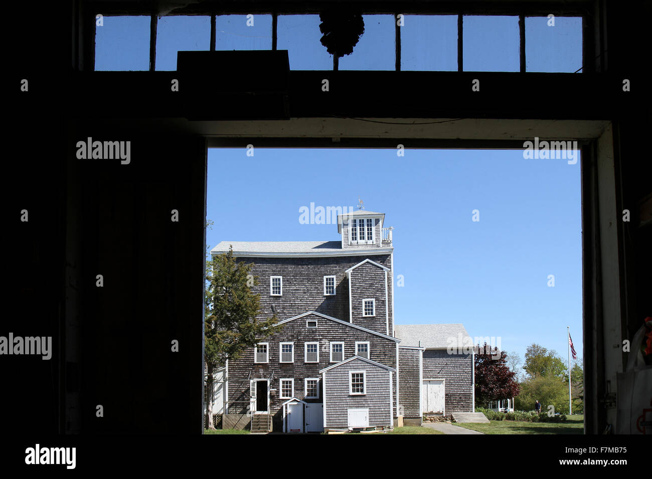 Looking out at the Cape Playhouse from inside the theater's Scene Shop ...