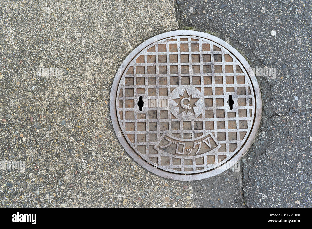 Smiling rusty manhole cover made of iron Stock Photo - Alamy