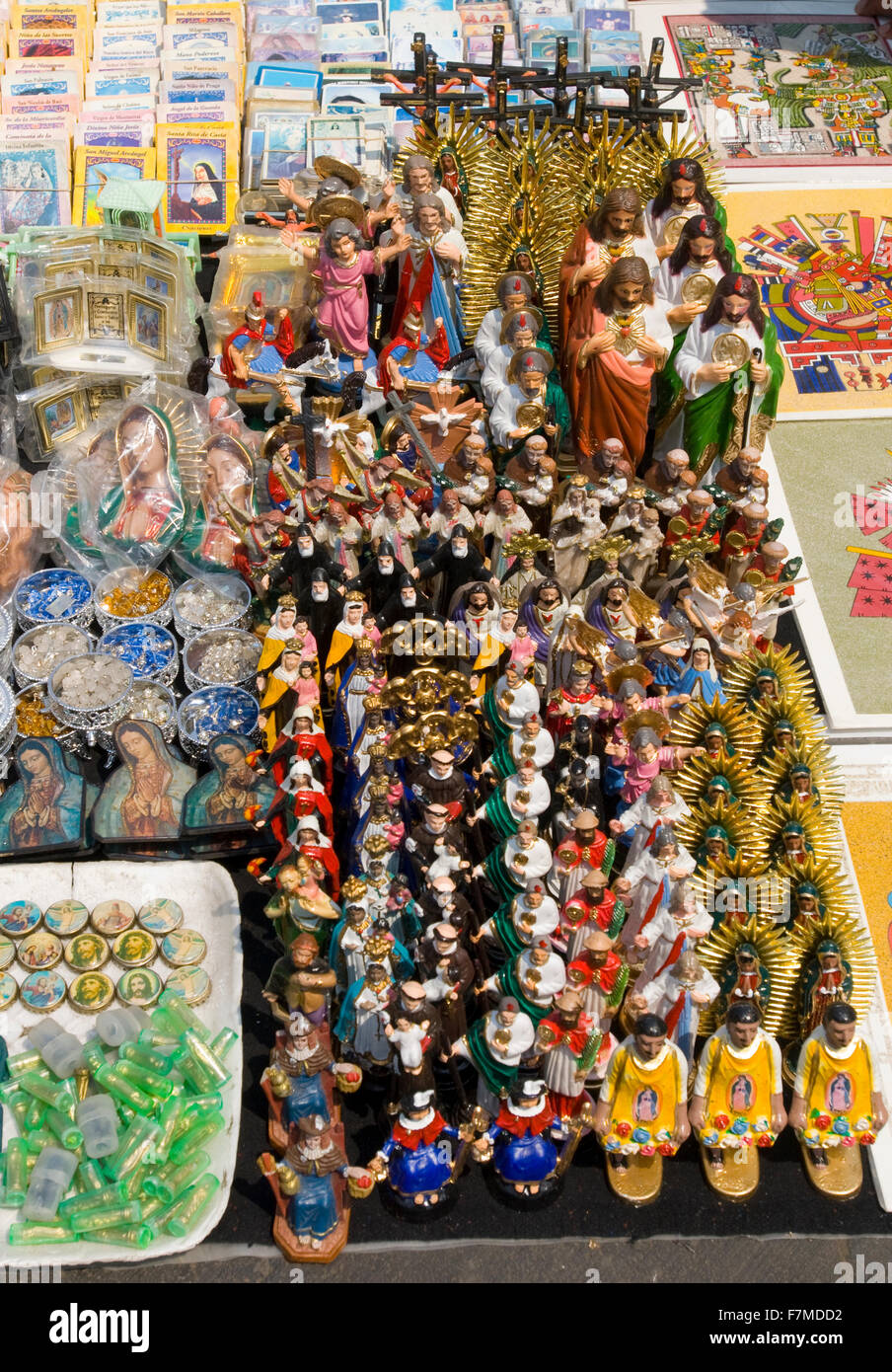 Religious items for sale outside of church in Mexico City, Mexico Stock ...