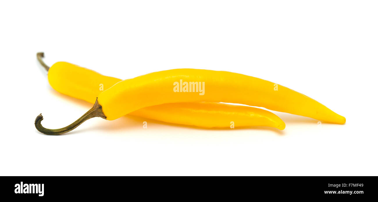 yellow chili pepper isolated on white background Stock Photo - Alamy