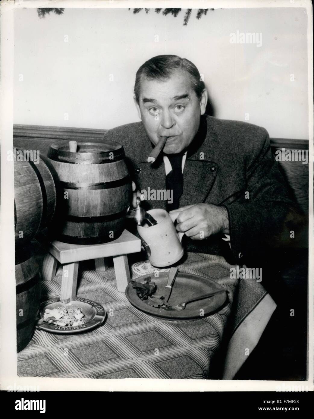 1963 - Each Guest Gets His Own Barrel of Beer. Bavarian Actor Tries Out ...