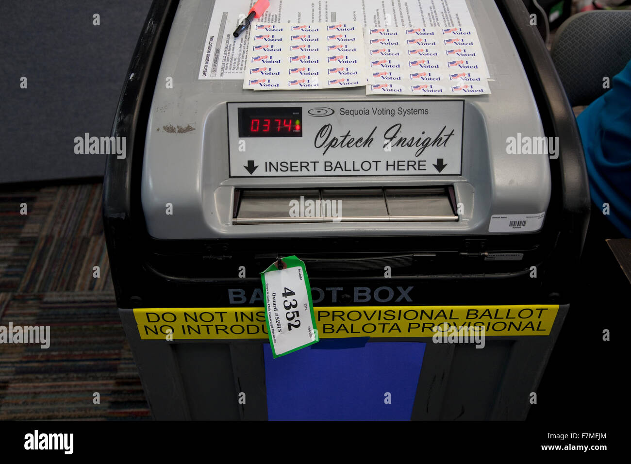 Voting machine at polling station voting in 2012 Presidential Election ...