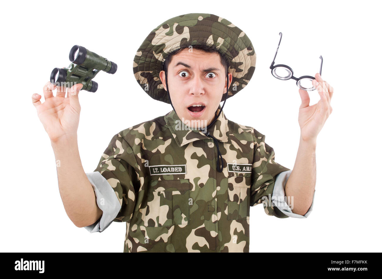 Funny soldier in military concept Stock Photo - Alamy