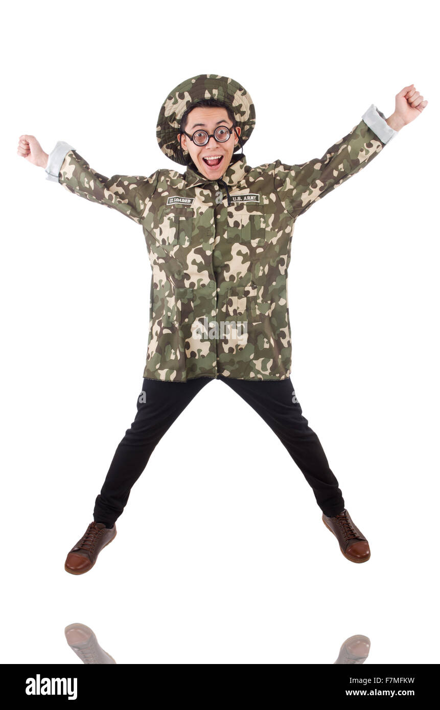 Funny soldier in military concept Stock Photo - Alamy