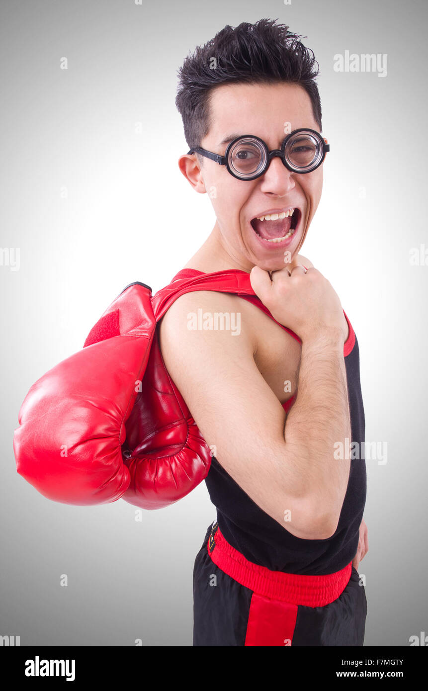 Funny boxer isolated on the white background Stock Photo - Alamy