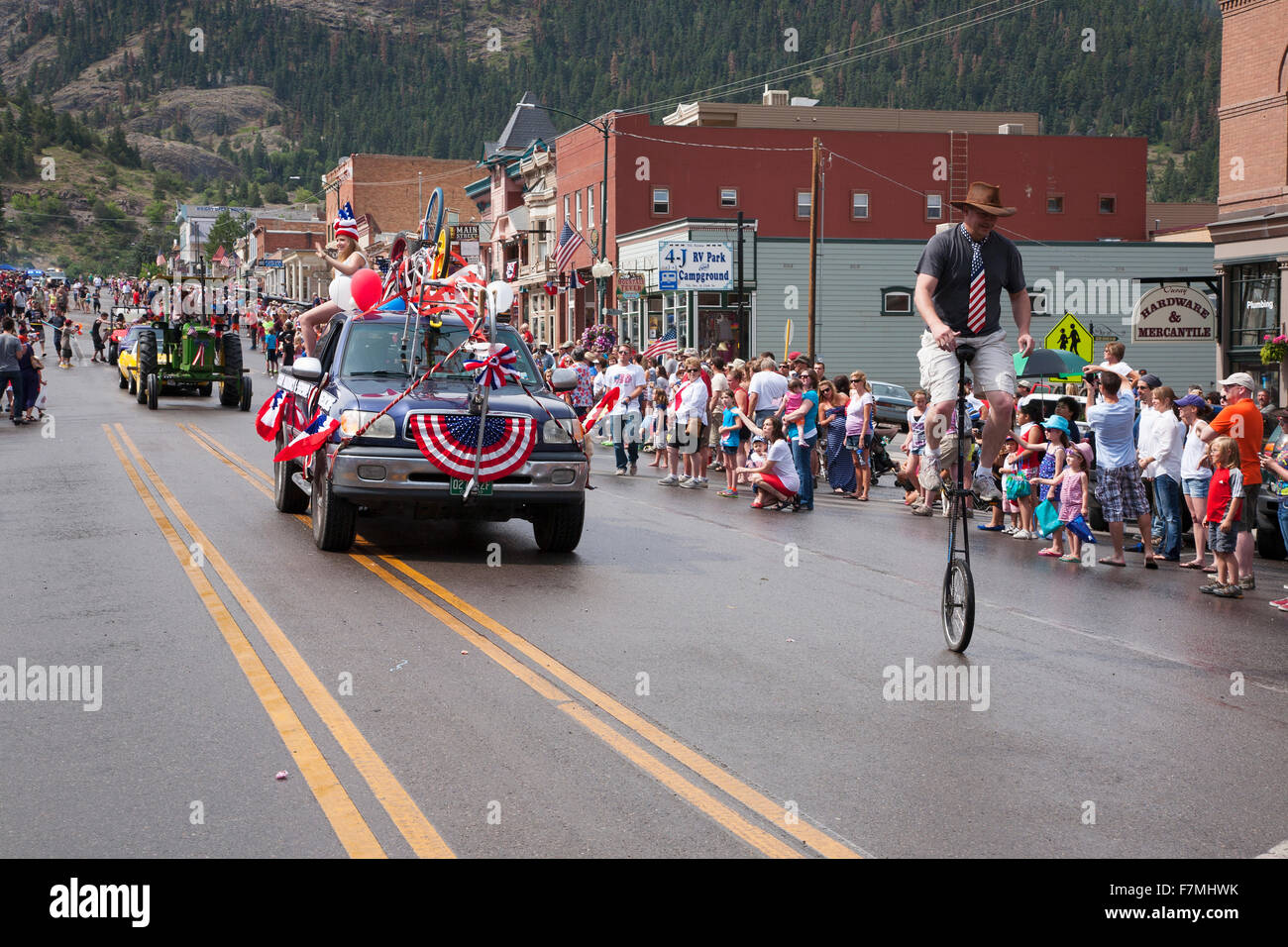 Bicycling July 4 Independence Day Parade, Ouray, Colorado Stock Photo ...