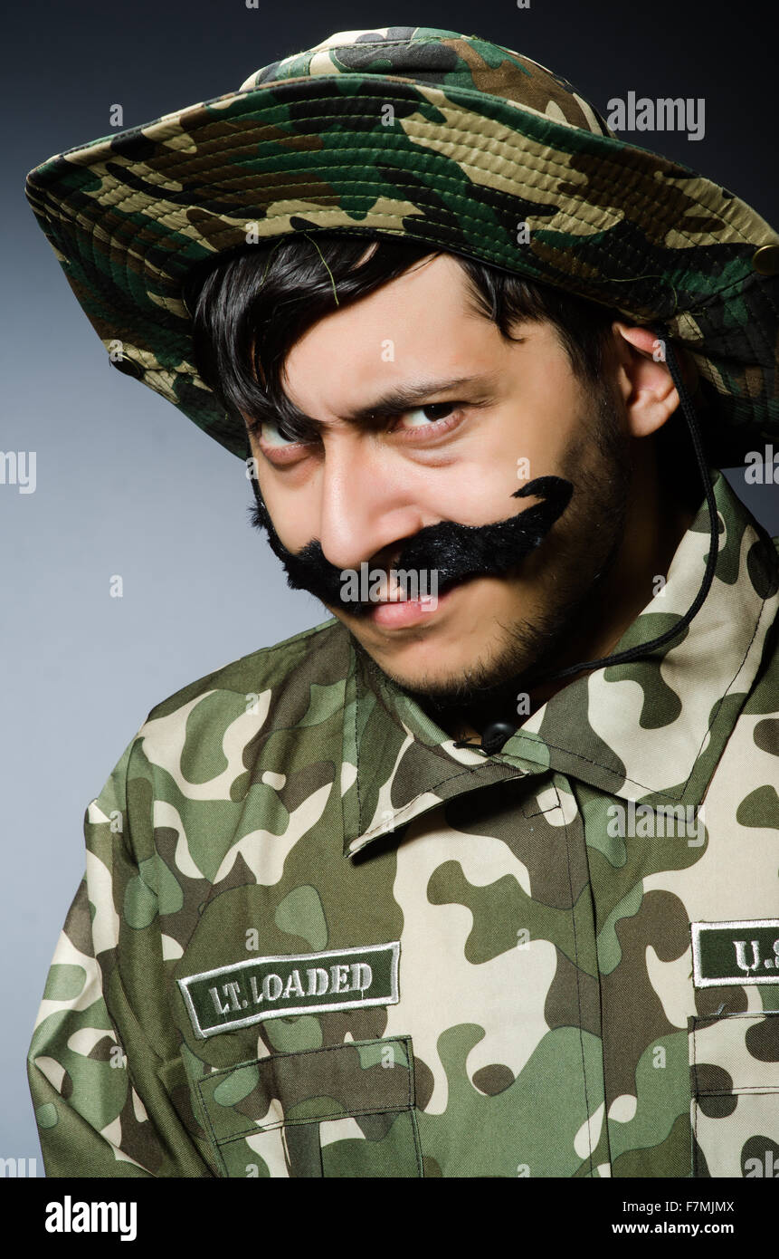 Funny soldier in military concept Stock Photo - Alamy