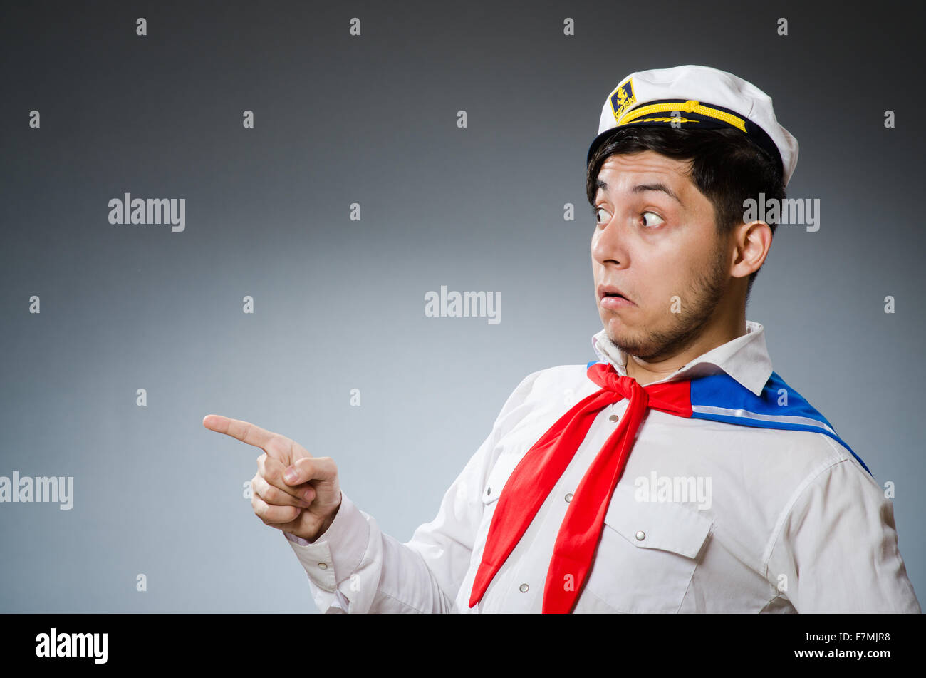 Funny captain sailor wearing hat Stock Photo - Alamy