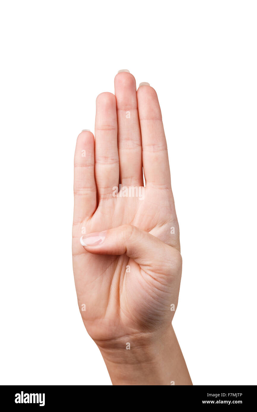 Hand make stop symbol isolated on white Stock Photo - Alamy