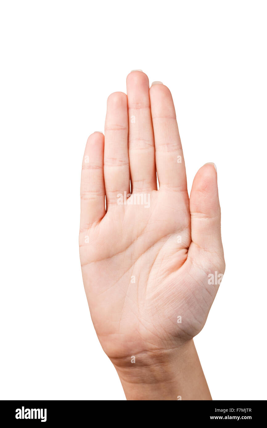 Hand make stop symbol isolated on white Stock Photo - Alamy