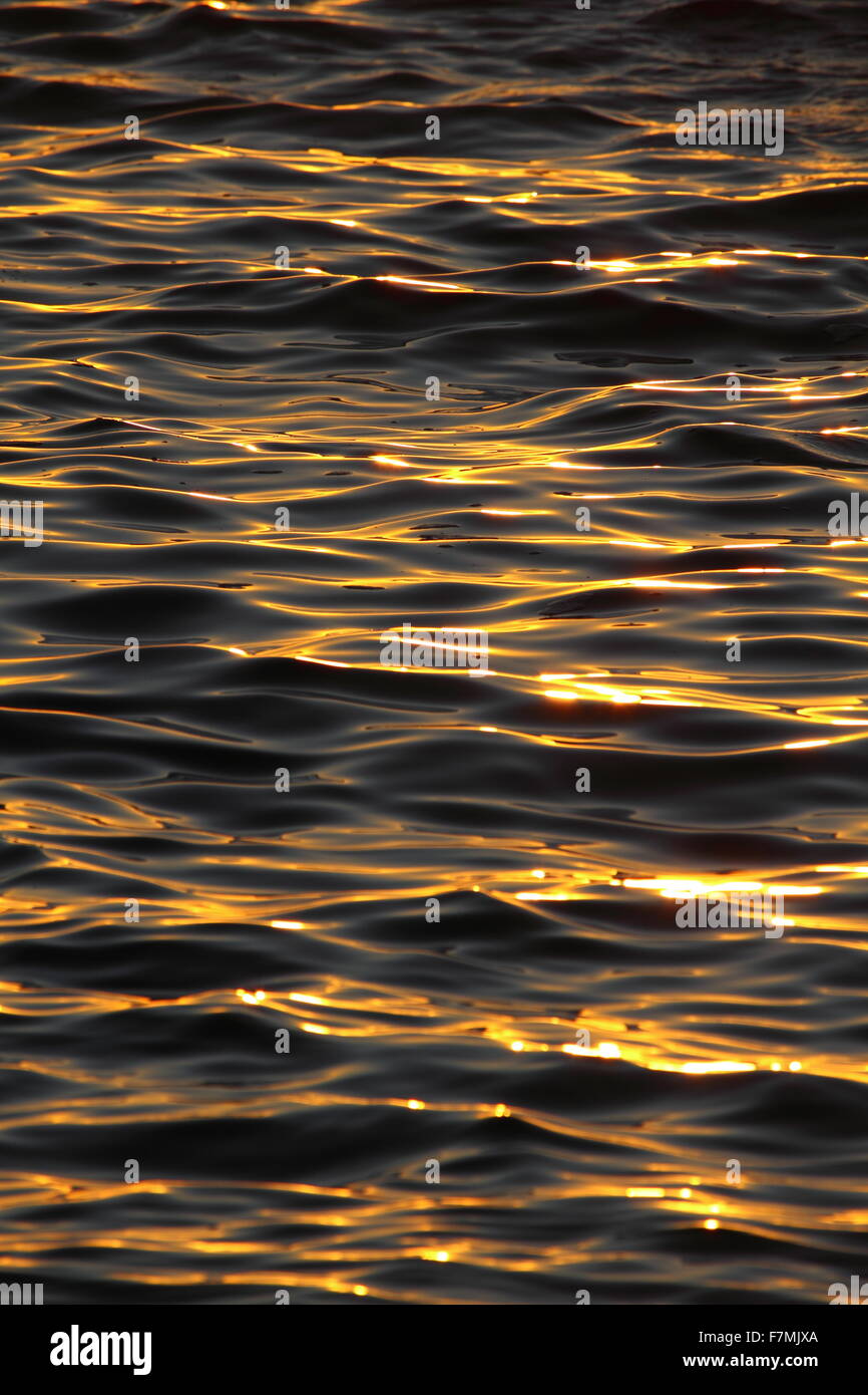 Golden ripples on the Pacific ocean Stock Photo - Alamy